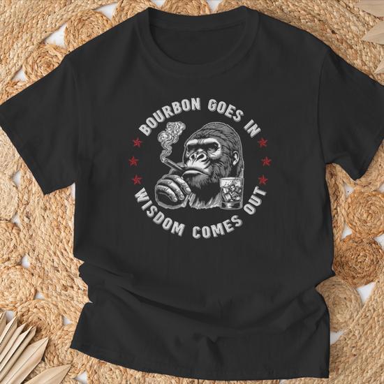 Monkey Sober Shirts Whiskey Goes In Wisdom Comes Out Funny Monkey (2 ...