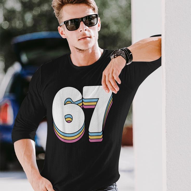 6 7 Meme Six Seven Gen Alpha Slang 67 Long Sleeve T-Shirt | Mazezy