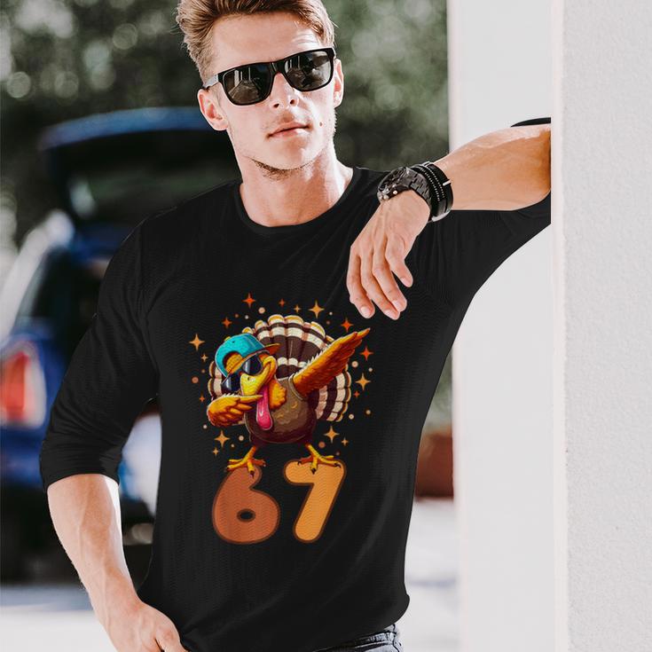 Turkey Dab 67 Six Seven Thanksgiving Meme Brainrot Long Sleeve T-Shirt ...