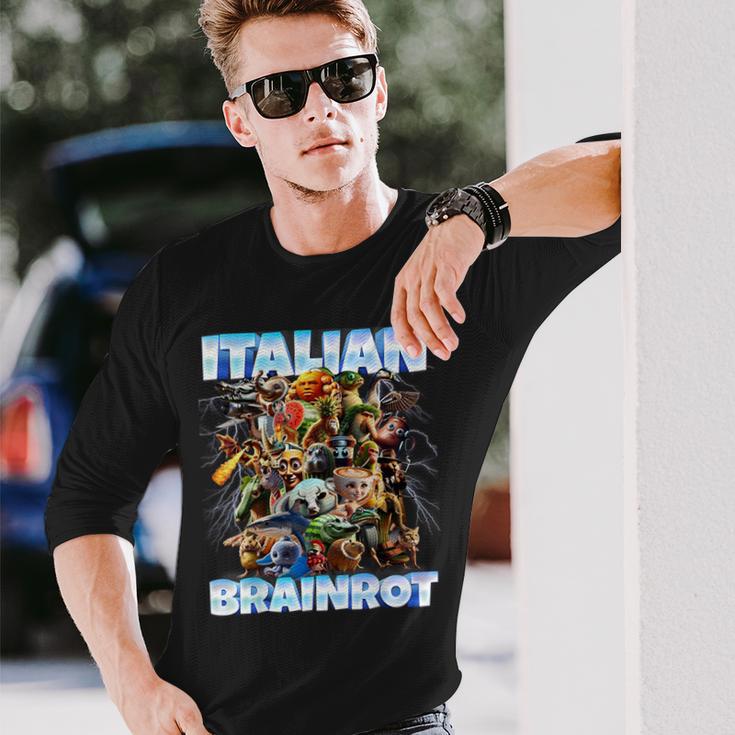 Italian Brainrot Characters Meme Popular Trend Gen Z Long Sleeve T ...