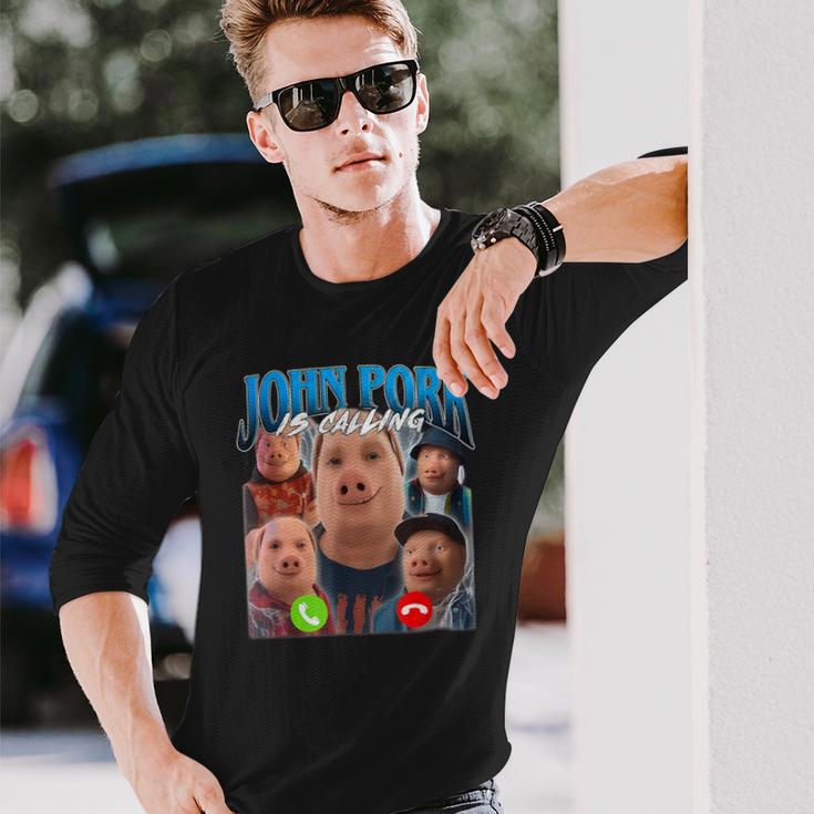 John Pork Is Calling Gen Z Brainrot Trending Gag Meme Long Sleeve T ...