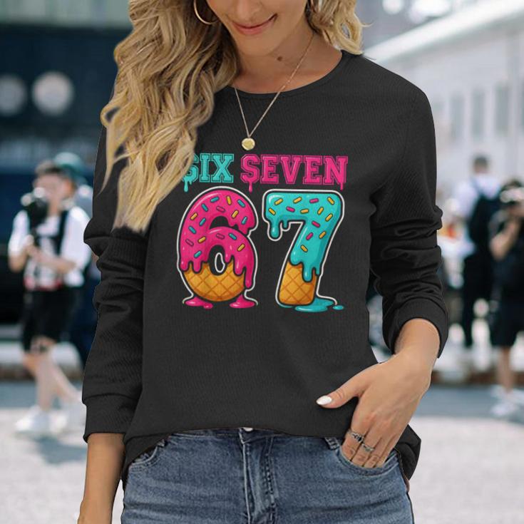 67 Ice Cream Drip Gen Alpha Slang Six Seven Meme Long Sleeve T-Shirt ...