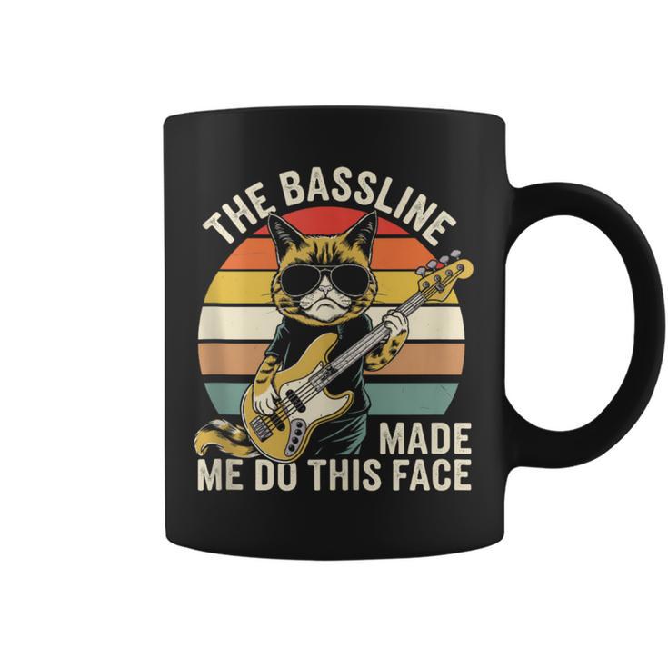 The Bassline Made Me Do This Face Bass Player Cat Tank Top Coffee Mug ...