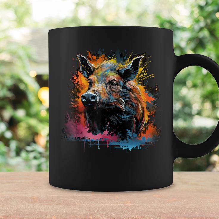 Cool Wild Boar On Colorful Painted Wild Boar Feral Hog Coffee Mug | Mazezy