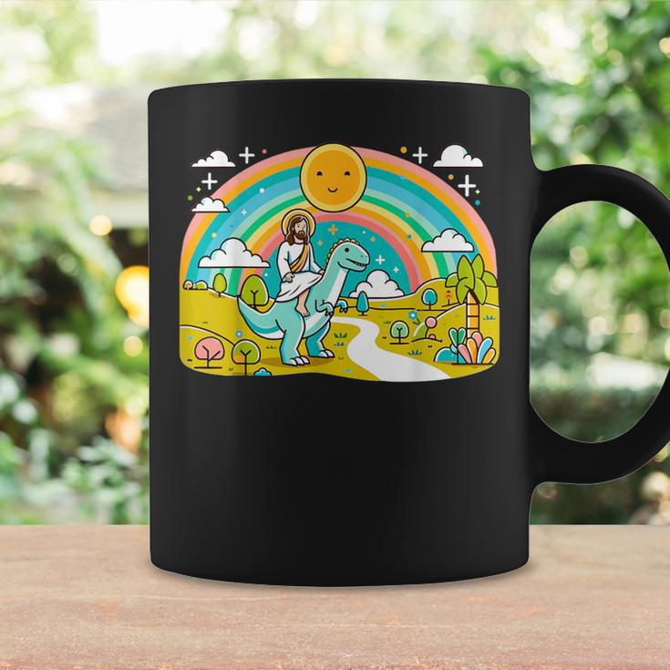 Kawaii Gesù Cavalcando T-Rex Dinosauro Meme Carino Dino Believer Tazze ...