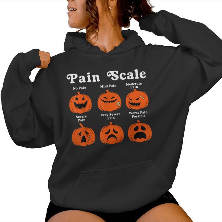 Halloween Pain Scale Pumpkin Faces Pain Chart Nurse Women Hoodie ...