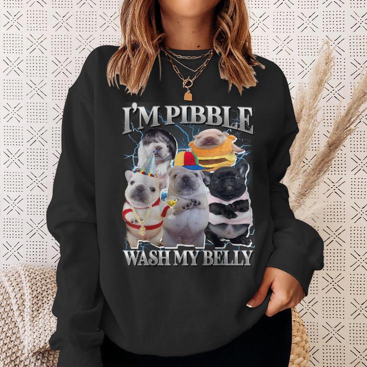 Pibble Dog Meme Brainrot Wash My Belly Sweatshirt - Monsterry UK
