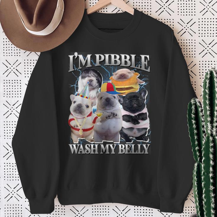 Pibble Dog Meme Brainrot Wash My Belly Sweatshirt - Monsterry UK