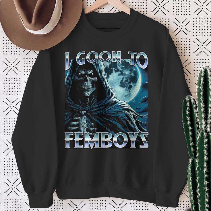 I Goon To Femboys Certified Gooner Brainrot Meme Edging Sweatshirt ...