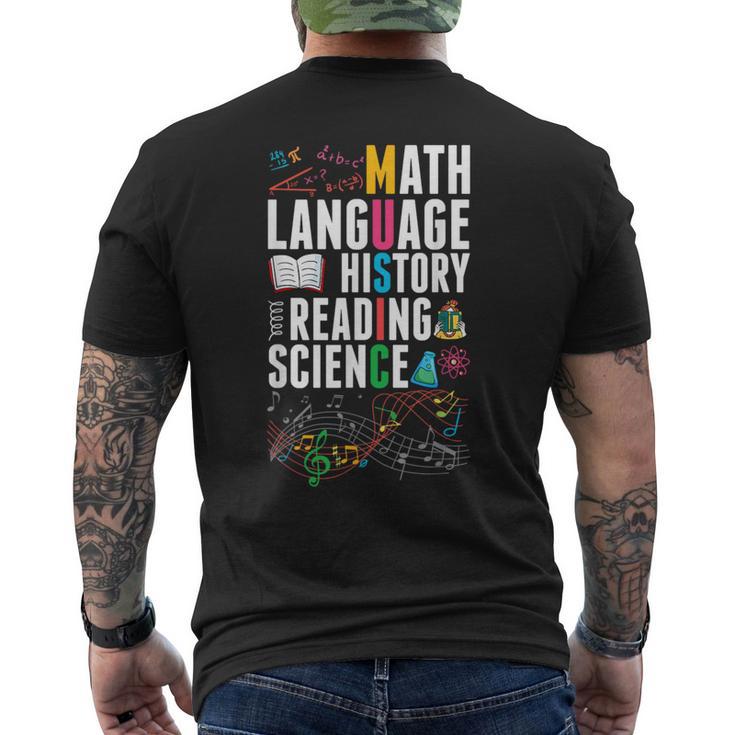 Music Teacher Music Math Language History Reading Science Men's Back ...