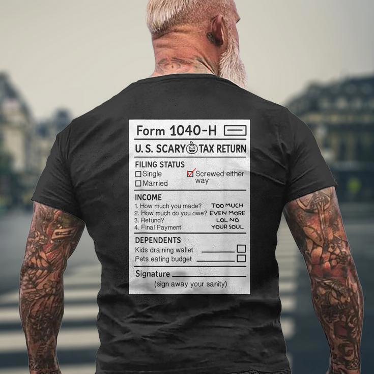 Scary Costume Halloween Gag Humor Pun Joke Tax Form Men's T-shirt Back ...