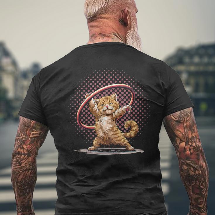 Hula Hoop Cat Hula Hooping Men's Back Print T-Shirt | Mazezy