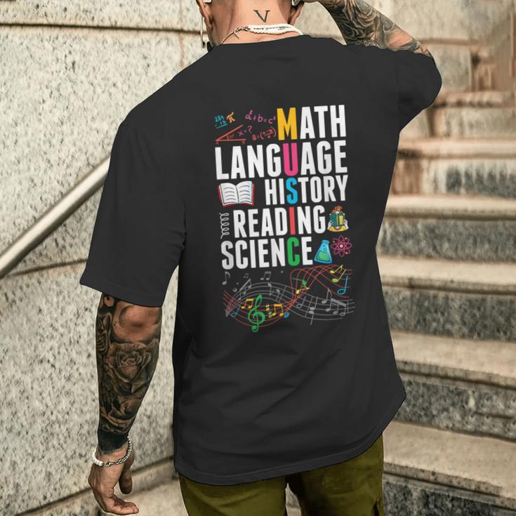 Music Teacher Music Math Language History Reading Science Men's Back ...