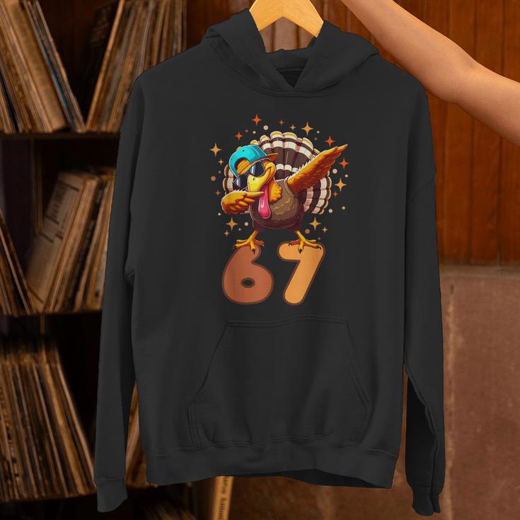Turkey Dab 67 Six Seven Thanksgiving Meme Brainrot Hoodie - Monsterry