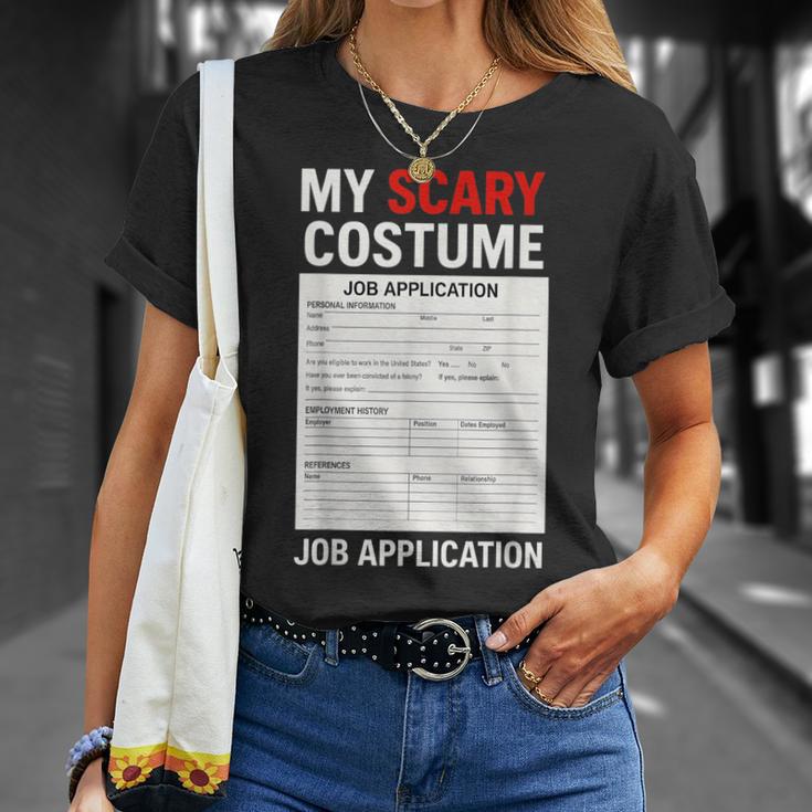 Job Application Scary Halloween Costume Trick Or Treat T-Shirt | Mazezy