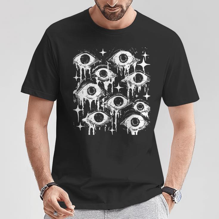 Weirdcore Eyeballs Goth Witch Goblincore Dark Cottagecore T-Shirt ...