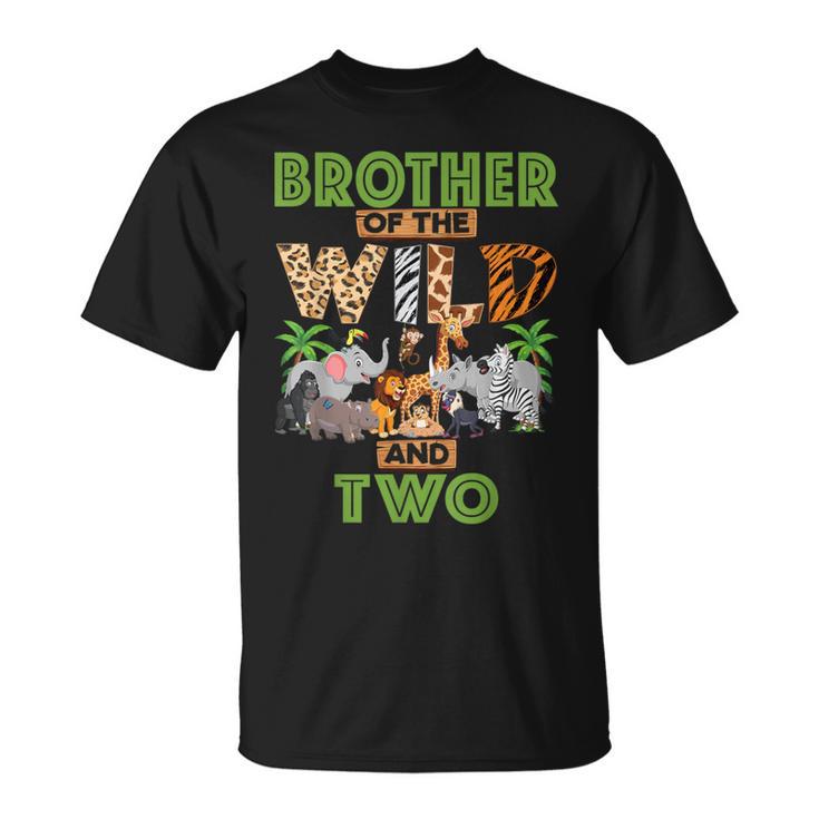 2Nd Birthday Zoo Safari Jungle Brother Of The Wild And Two T-Shirt | Mazezy