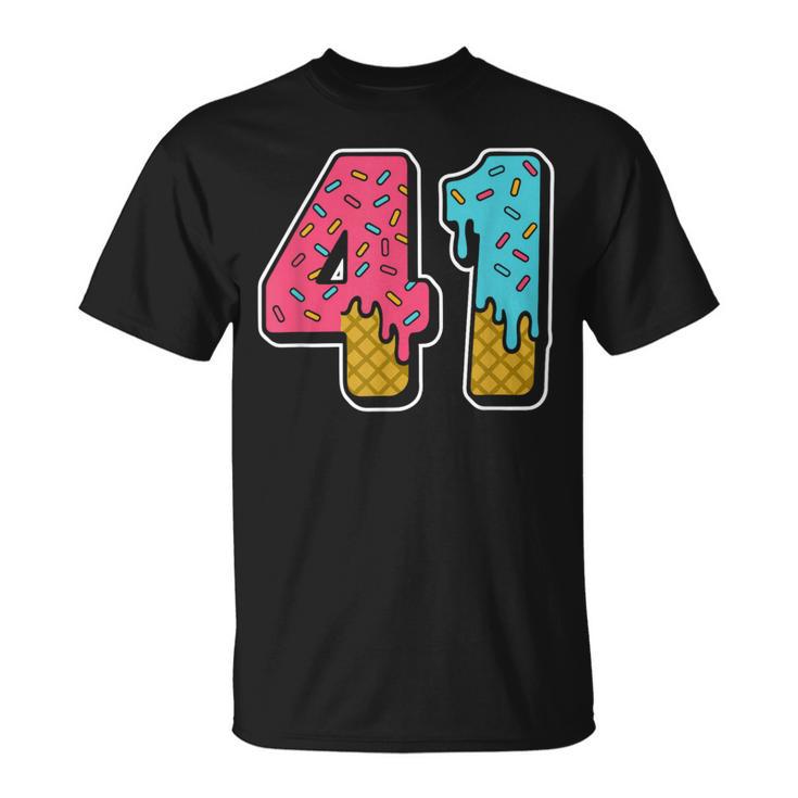 41 Ice Cream Drip Meme Forty One Four Gen Alpha Slang T-Shirt | Mazezy