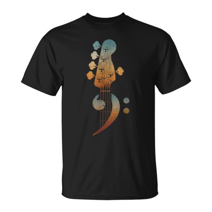 Five String Bass Guitar Bass Clef For Bassist Vintage T-Shirt | Mazezy