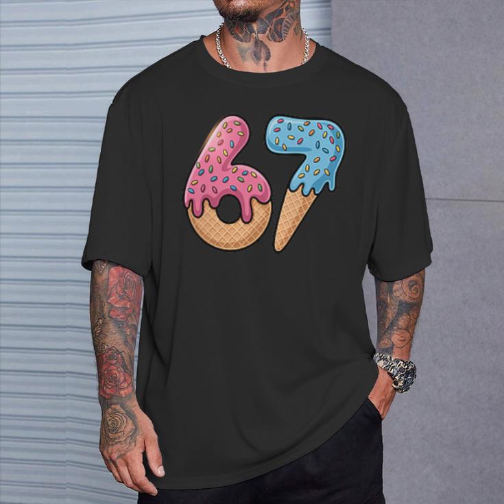 67 Ice Cream Drip Meme Six Seven Gen Alpha Slang T-Shirt - Thegiftio UK