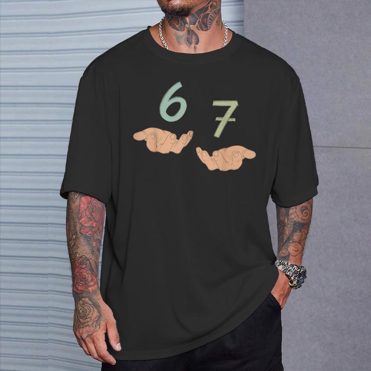 Hands 67 Meme Six Seven Gen Alpha Slang T-Shirt - Thegiftio UK