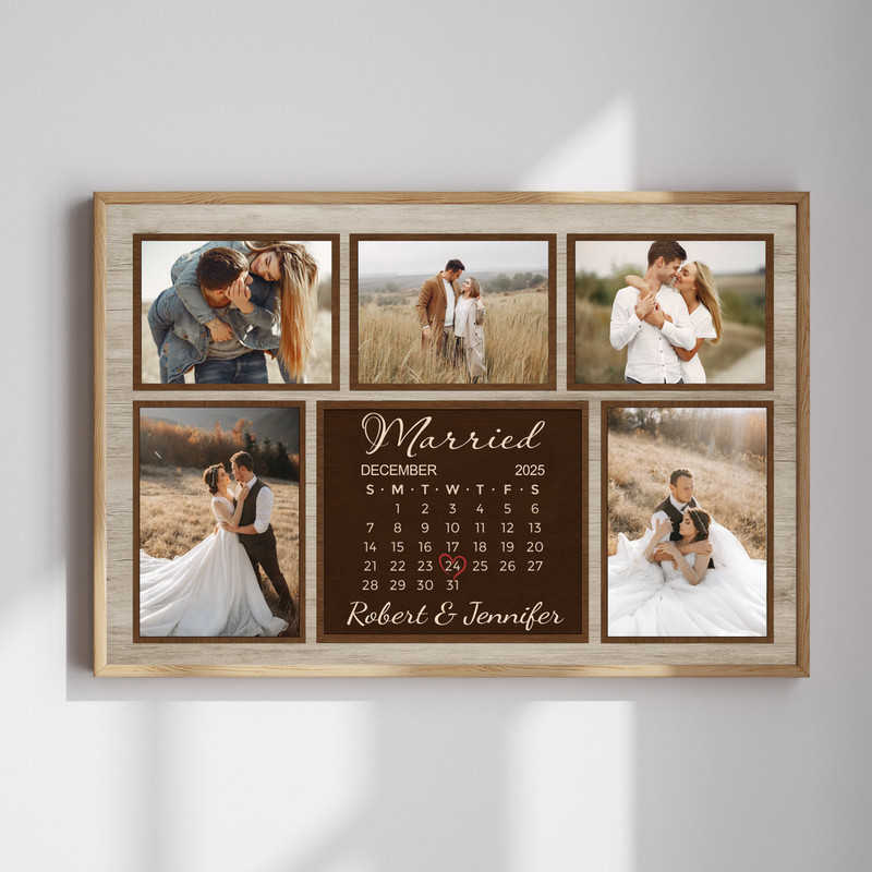 Rustic Calendar Canvas - Personalized Anniversary Photo Keepsake