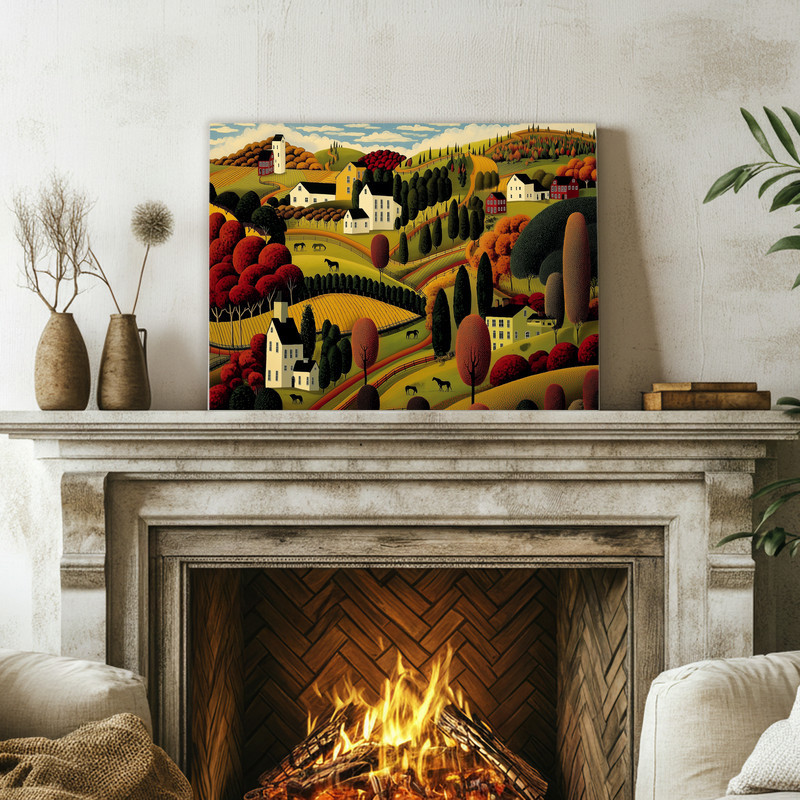 A Pastoral Autumn Countryside for Farmhouse Entryway Canvas Wall Art ...