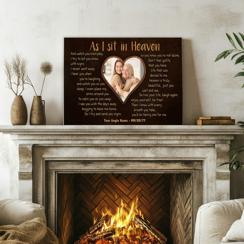 Heavenly Poem Canvas - Personalized Memorial Photo Frame Keepsake ...