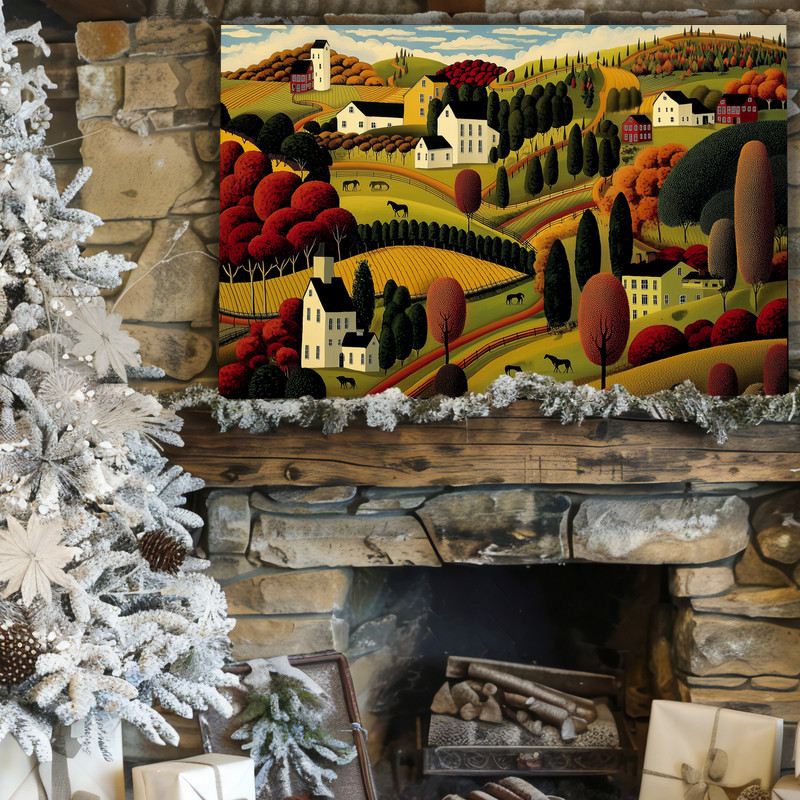 A Pastoral Autumn Countryside for Farmhouse Entryway Canvas Wall Art ...