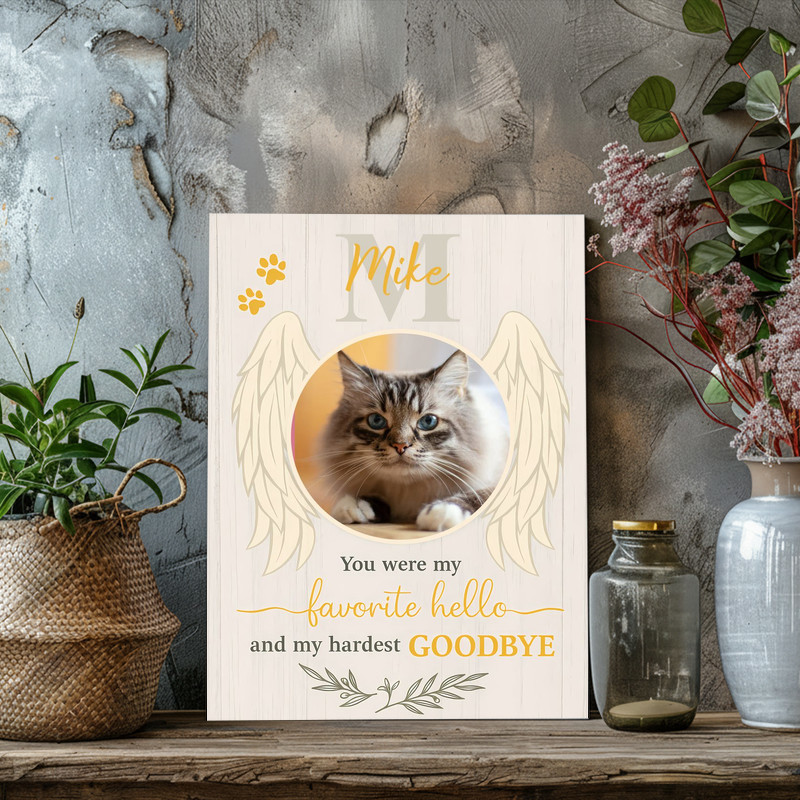Angel Wings Canvas - Personalized Cat Photo Sympathy Keepsake