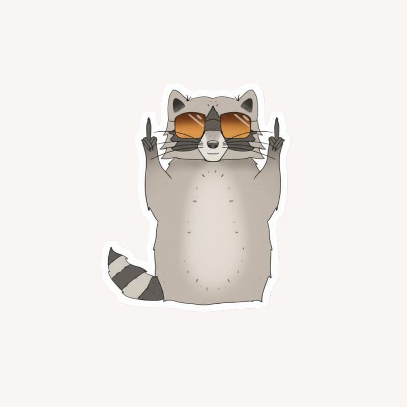 Cartoon Raccoon Middle Finger 2 Sticker - Raccsy
